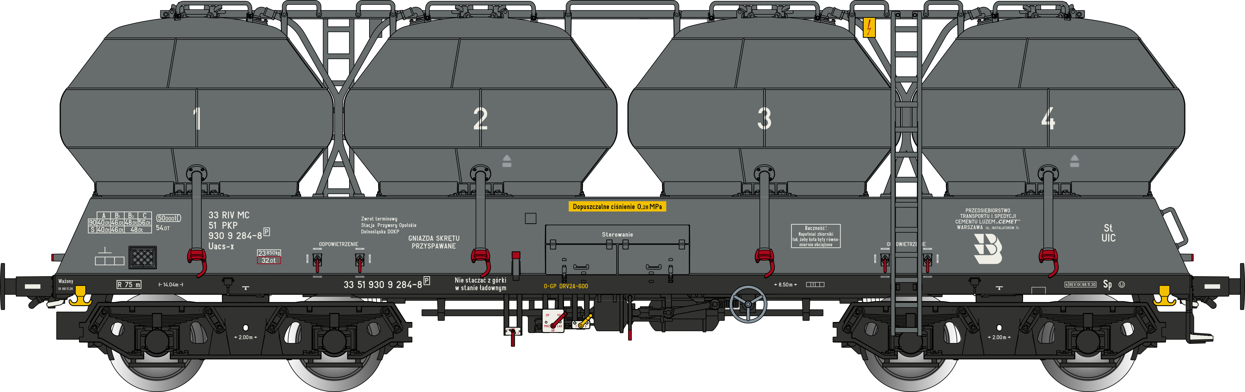 Albert-Modell 900023 Cementporszállító kocsi (2 db), Uacs-x, PKP, IV ...