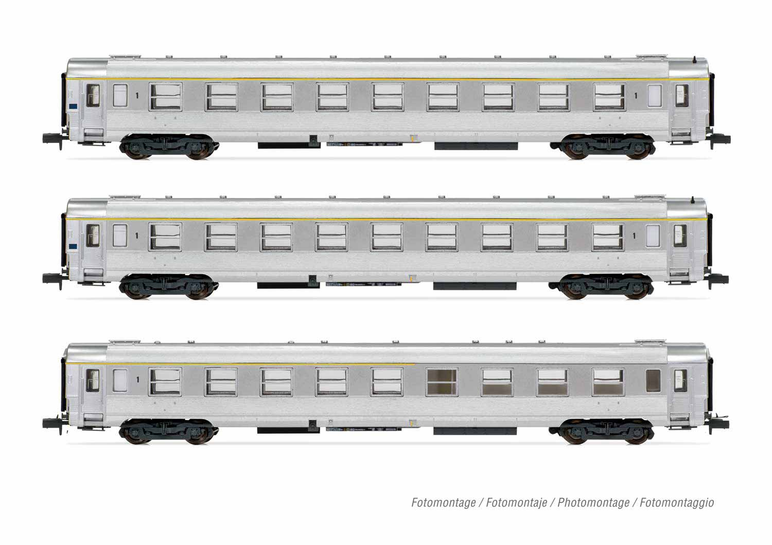 ARNOLD 4321 SNCF, 3-unit pack train rapide , DEV Inox coaches, 2 x A9 ...