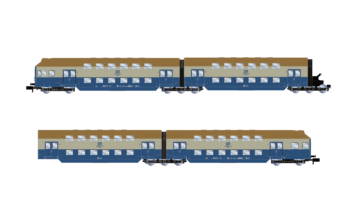ARNOLD 4521 DR, 4-unit double-decker coach DBv with drivers cabin, blue ...