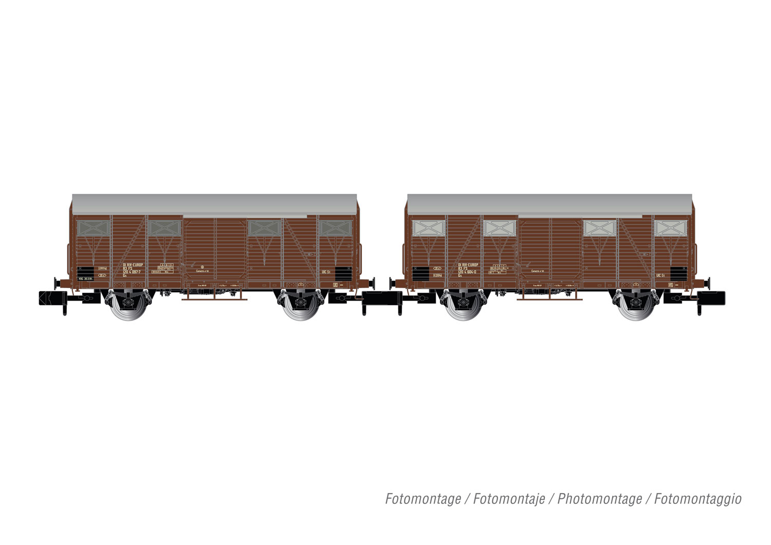 ARNOLD 6574 FS, 2-unit pack Gs wagons, brown livery, ep. IV ...