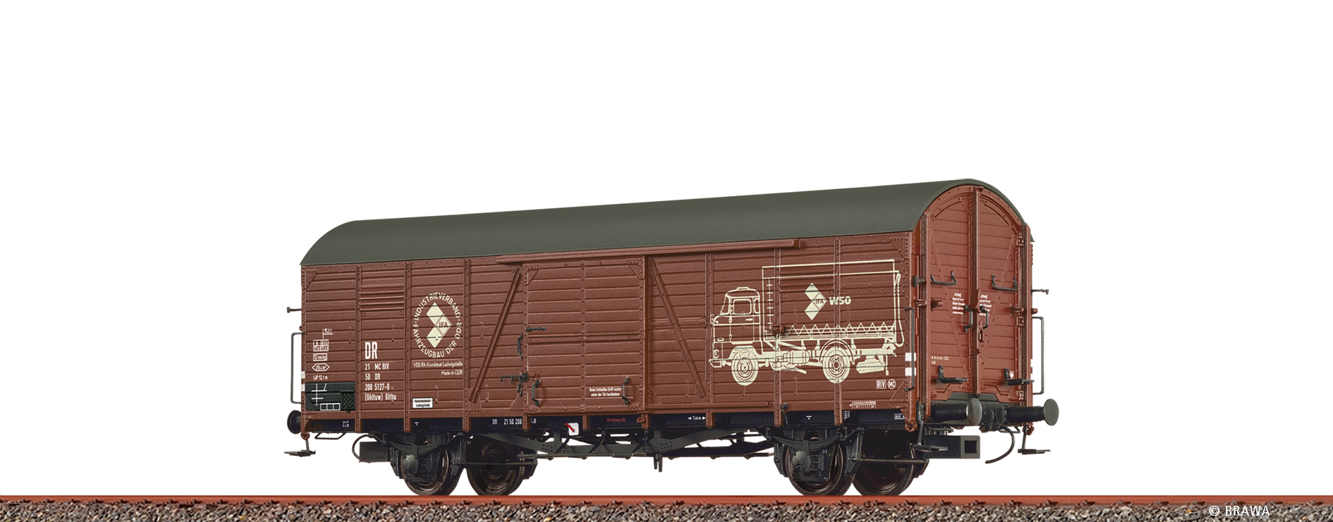 BRAWA 50460 H0 Güterwagen (Ghltuw) Glt DR, IV, IFA 50 - vasutmodell.com