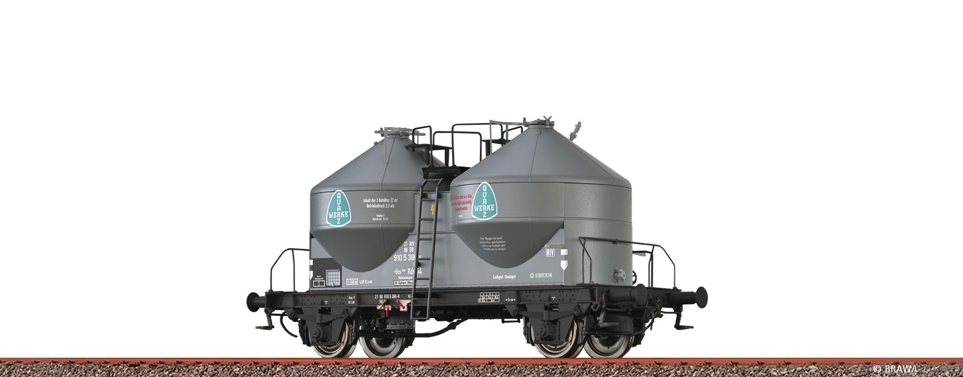 BRAWA 50529 H0 Güterwagen Ucs 908 DB, IV, Quarzwerke - vasutmodell.com