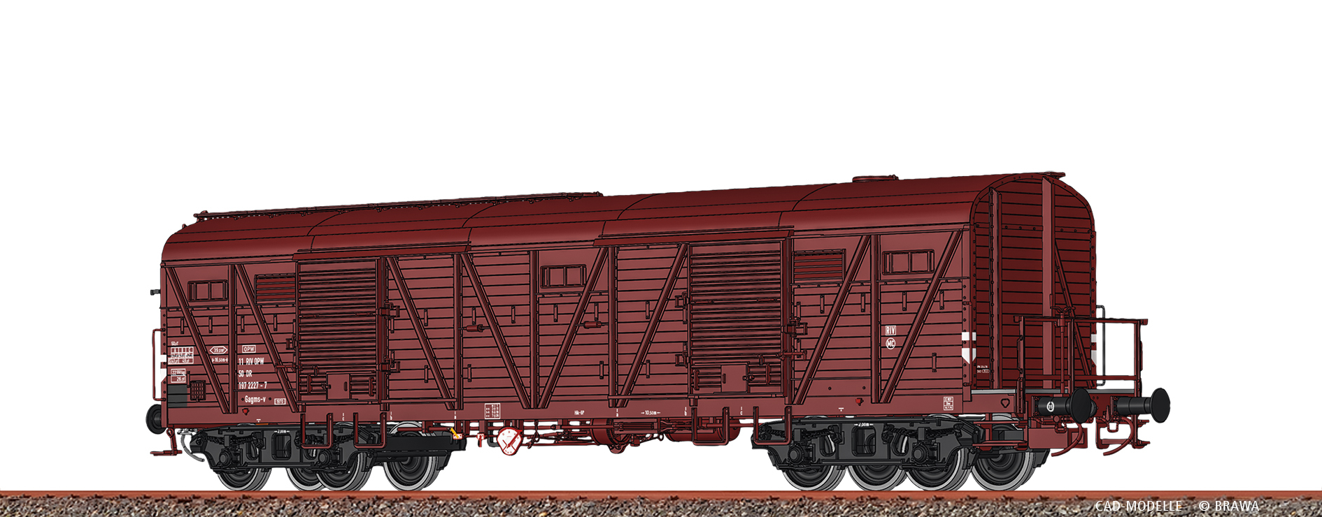 BRAWA 51271 H0 Gedeckter Güterwagen Gagms-v DR - vasutmodell.com