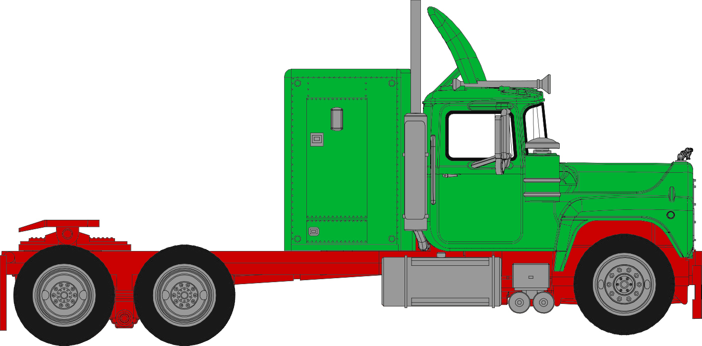 BREKINA 85803 Mack RS 700 grün, rot, 1966, - vasutmodell.com