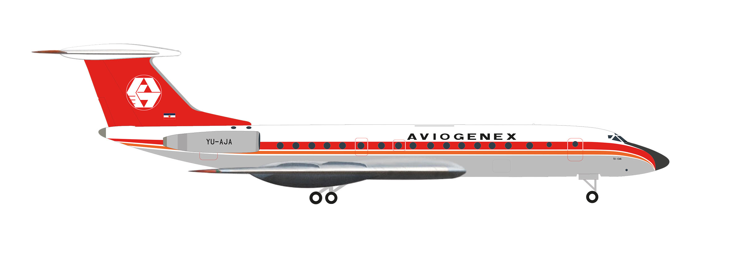 HERPA 537018 Tupolev TU-134A Aviogenex - vasutmodell.com