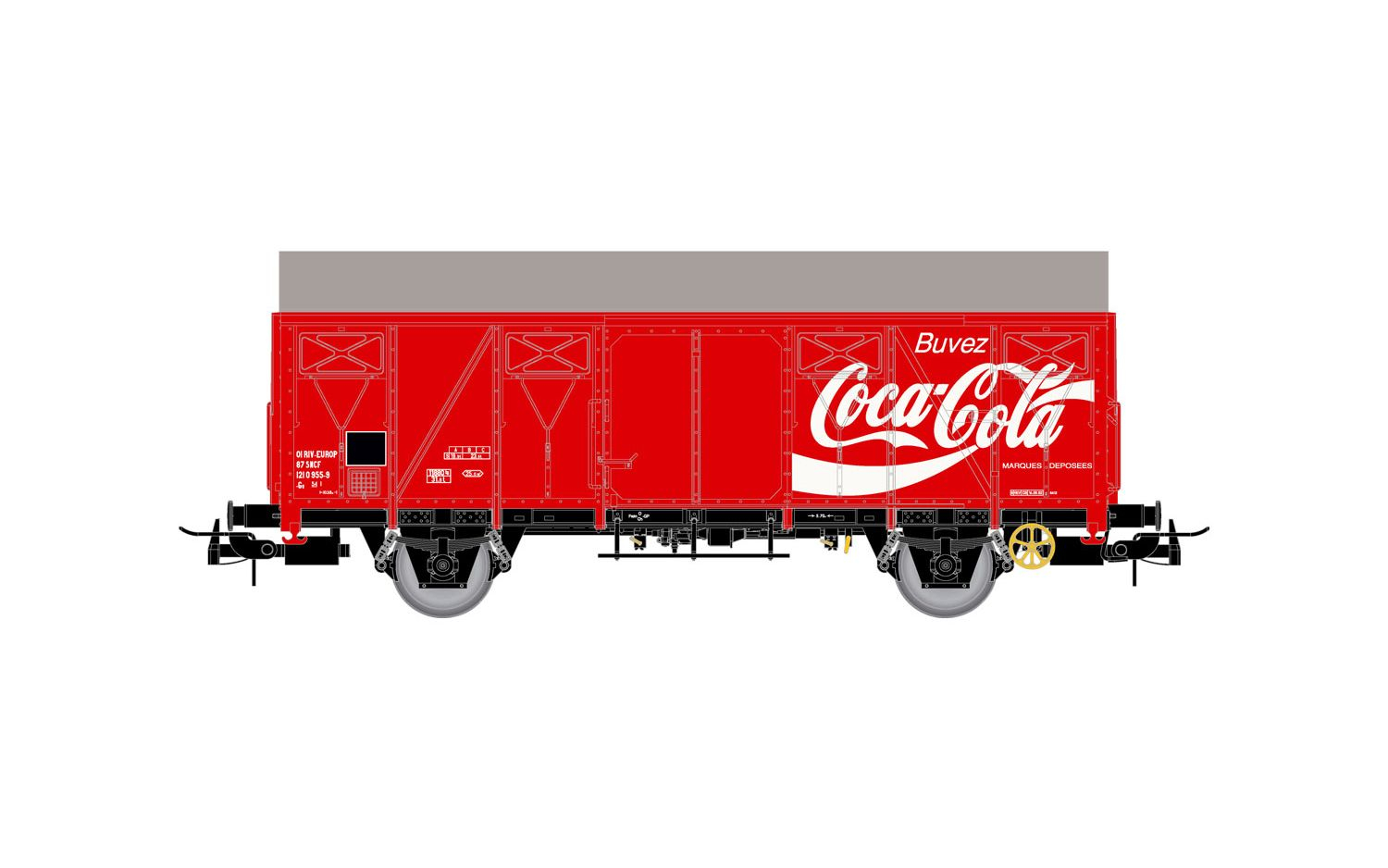 Jouef 6254 SNCF 2-axle closed wagon type G4 with flat walls Coca-Cola ...