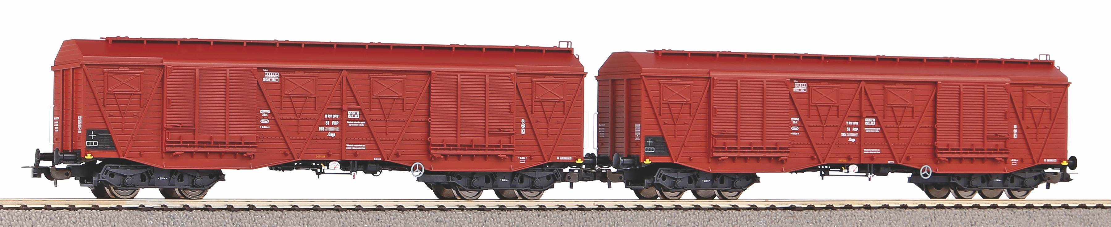 PIKO 58259 2er Set Großraumgüterwg. 401Ka Gags, PKP Ep. V - vasutmodell.com