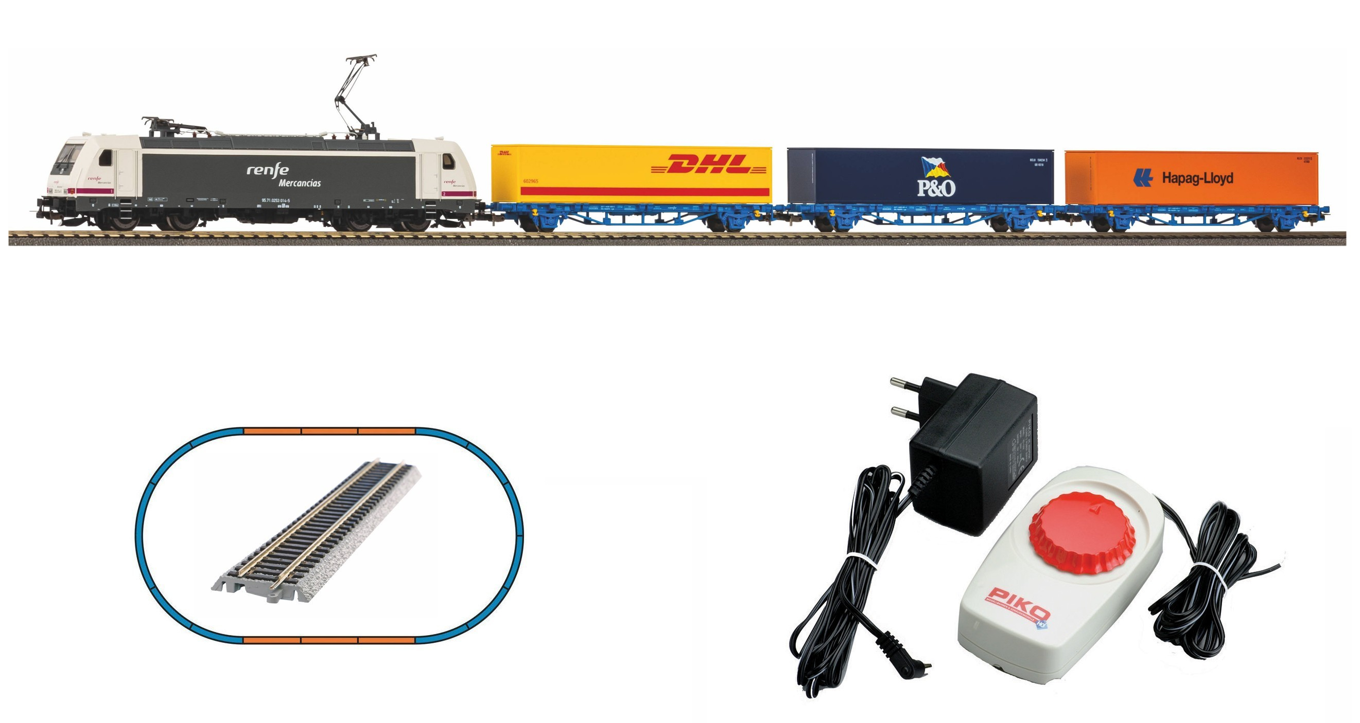 PIKO 96900 S-Set E-Lok TraXX Renfe + 3 Containertragwg. Renfe A-Gleis ...