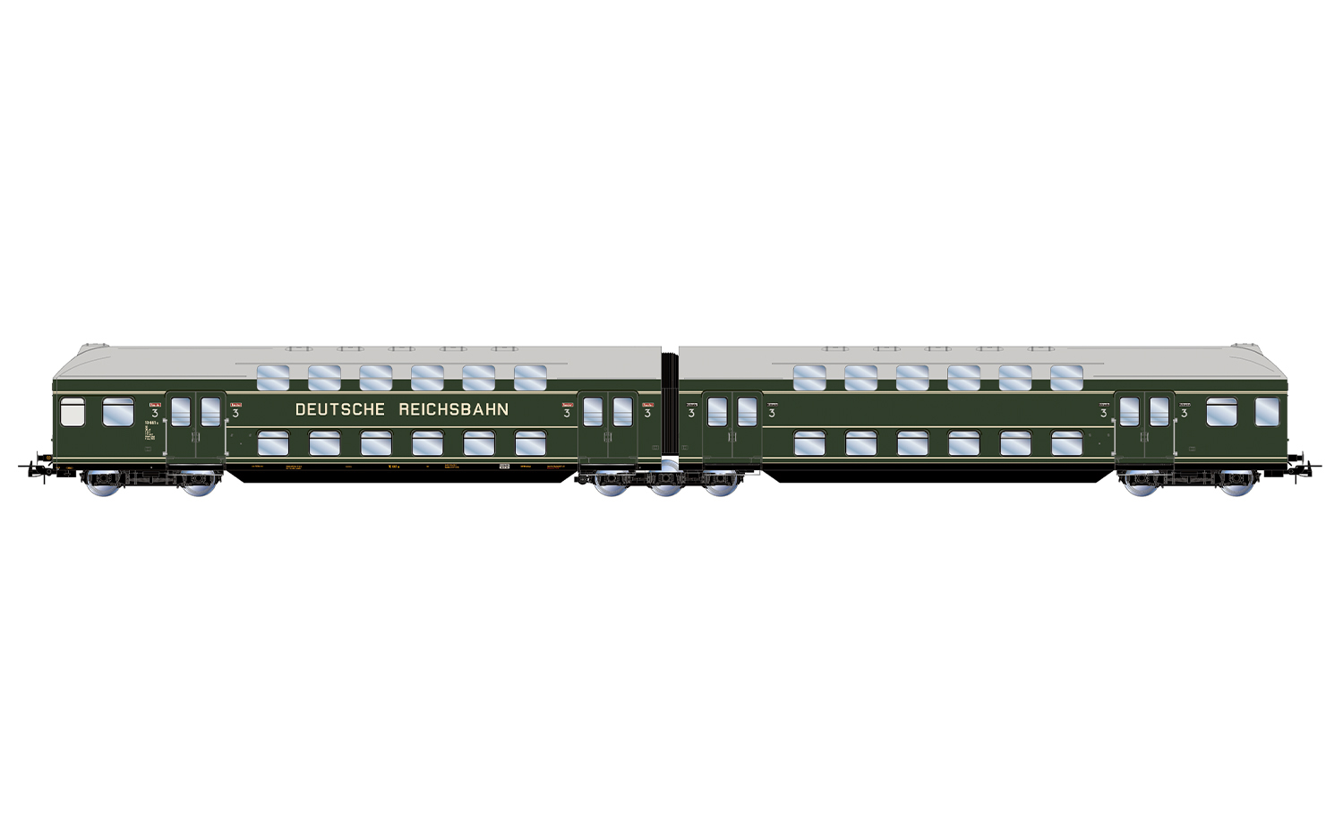 Rivarossi 4425 DR, 2-unit double decker coach, green livery wit 3rd ...