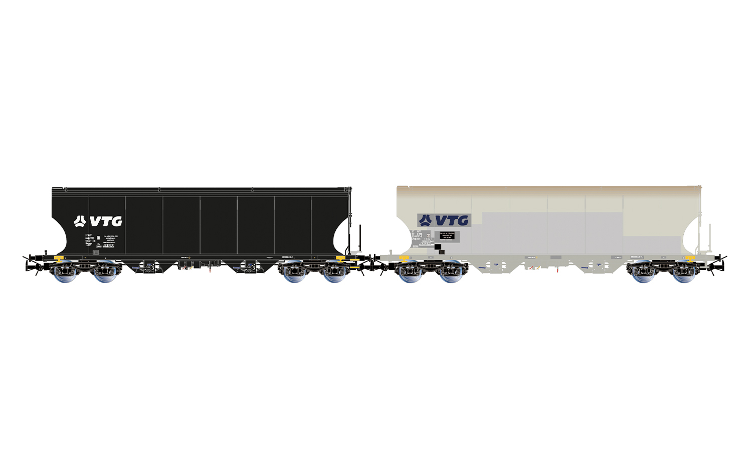 Rivarossi 6689 D-VTG, 2-unit pack 4-axle cereal hopper wagons, black ...