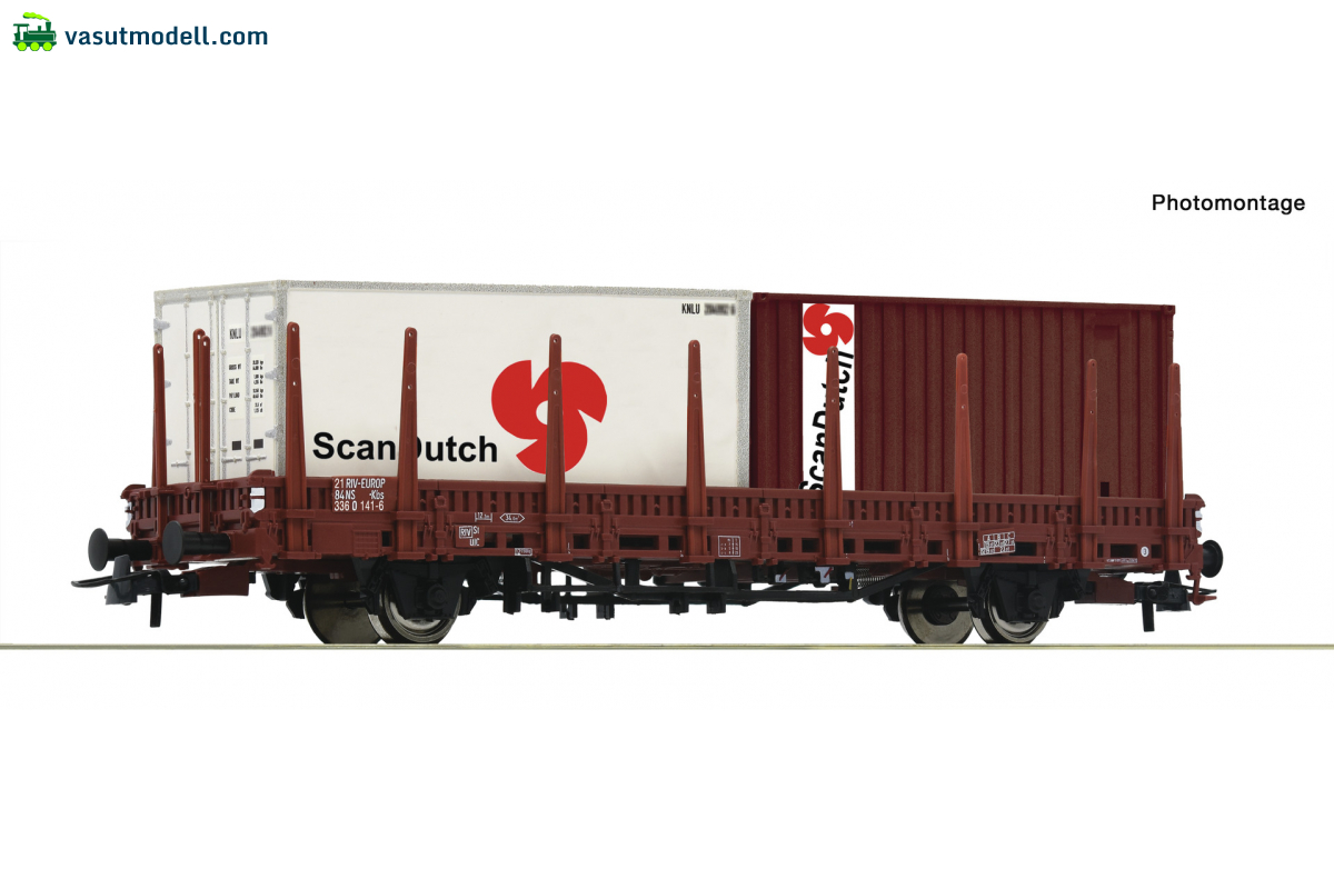 ROCO 6600289 Rungenwagen Kbs NS + Container Scan Dutch - vasutmodell.com