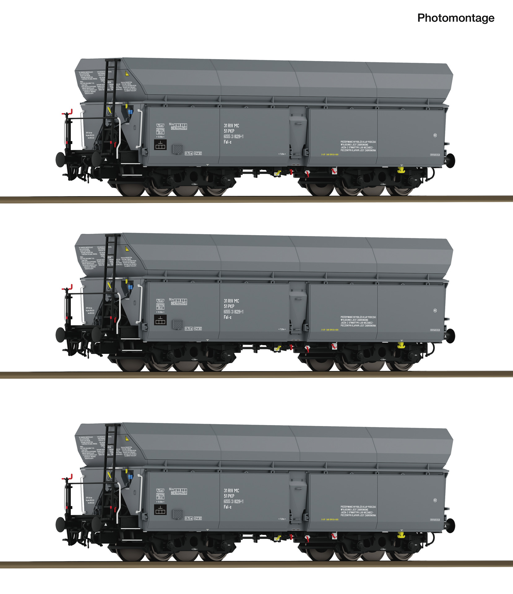 ROCO 6600324 3er Set Selbstentladewagen Wap PKP - vasutmodell.com