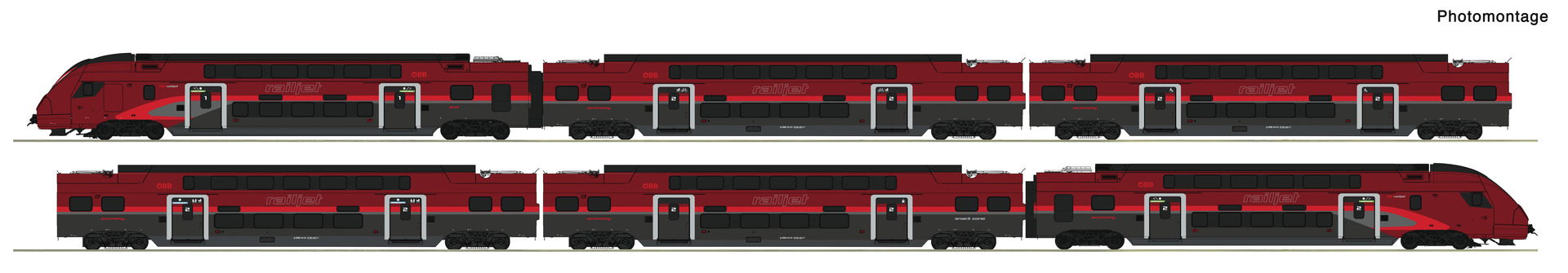 ROCO 7700039 6er Set Railjet Doppelstock ÖBB DC - vasutmodell.com