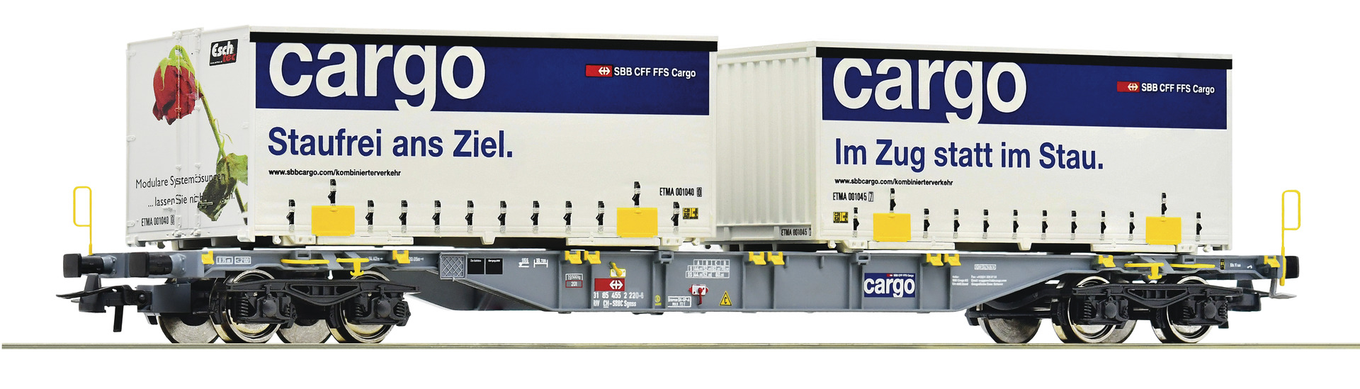 ROCO 77341 Cont.Tragw. SBB+Container - vasutmodell.com