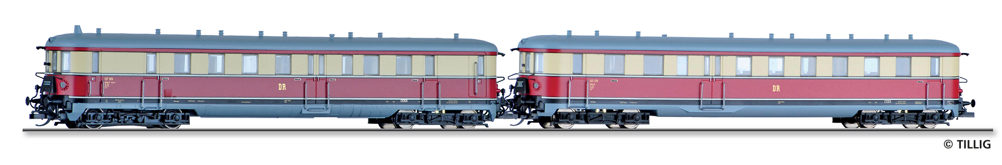 TILLIG 2857 Triebwagen VT 137 mit Steuerwagen VS 145, DR, III ...